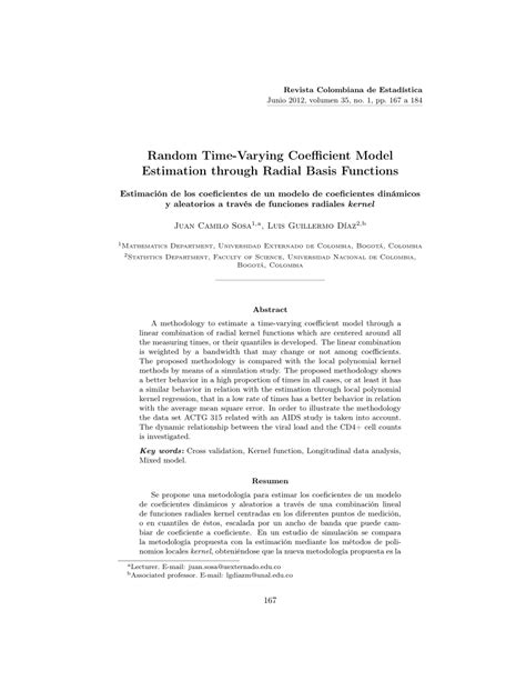 pdf random time varying coefficient model estimation through radial basis functions