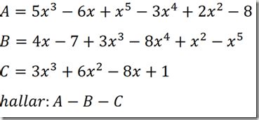 Resta de Expresiones Algebraicas Diez en Matemáticas