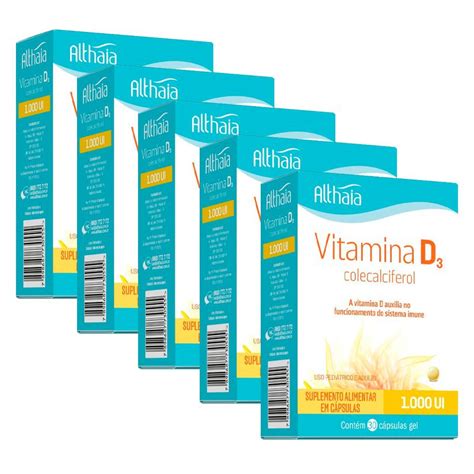 Kit 5 Vitamina D3 Colecalciferol 1000ui Althaia 30 cápsulas Edin