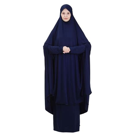 Two Piece Set Prayer Garment Dress Muslim Women Abaya Jilbab Hijab Long