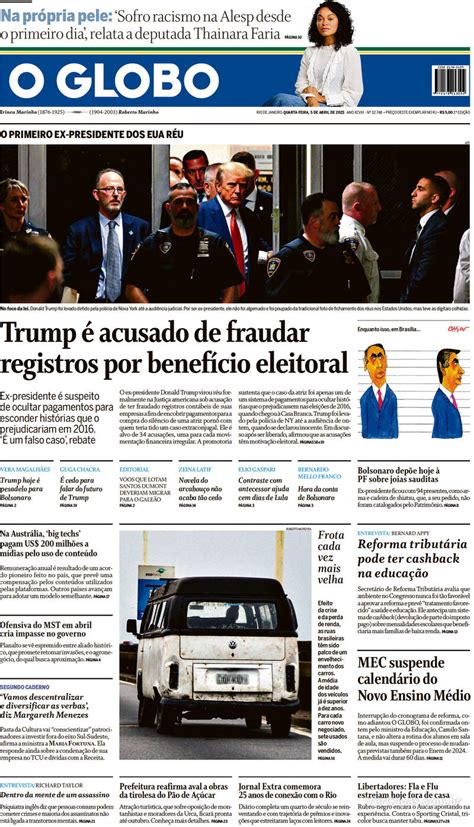 Capa O Globo Quarta De Fevereiro De