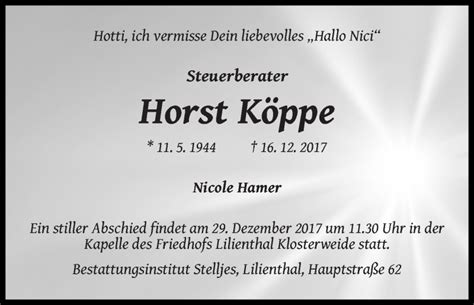 Traueranzeigen Von Horst K Ppe Trauer Gedenken