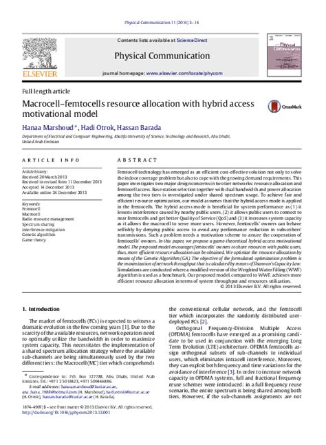 pdf macrocell femtocells resource allocation with hybrid access motivational model hadi