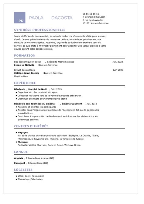 Guide et exemple de CV étudiant pour un job sans expérience