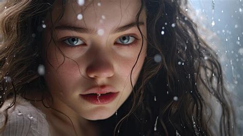 Premium AI Image A Woman With Wet Hair Looking At The Camera