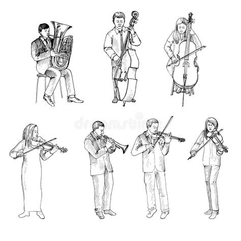 Classic Symphony Orchestra String Quartet Stock Vector Illustration