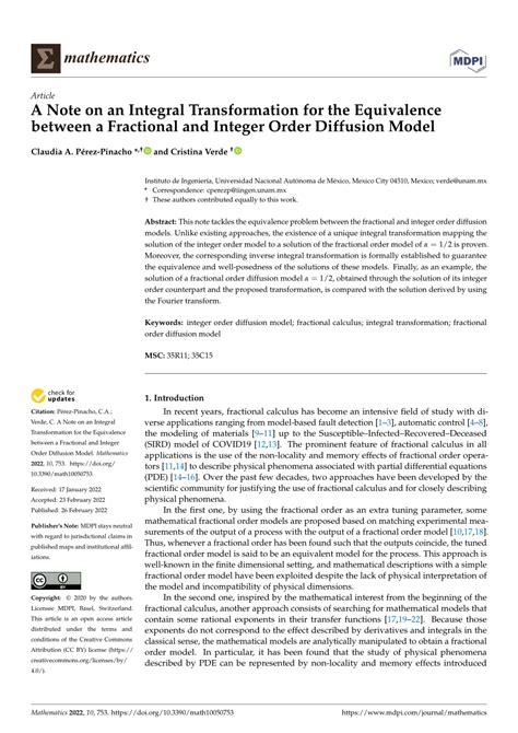 pdf a note on an integral transformation for the equivalence between a fractional and integer