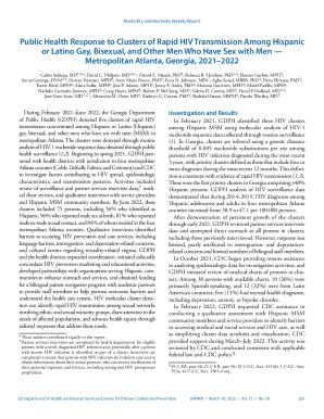 Fillable Online Public Health Response To Clusters Of Rapid HIV