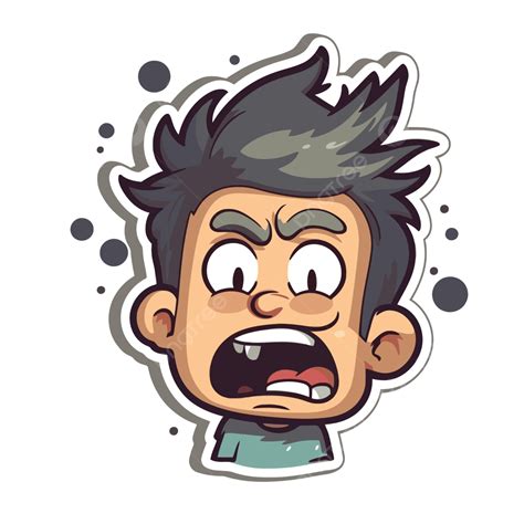 Caricatura Ni O Enojado Cara Vector Png Dibujos Estresado Pegatina