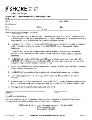 Fillable Online Health Information Exchange Opt Out Request Form Mas En