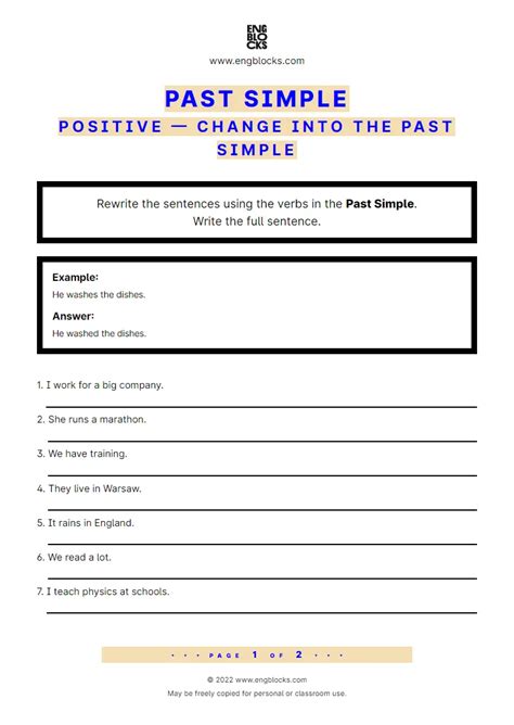 Change Sentences Into The Past Simple Esl Worksheets
