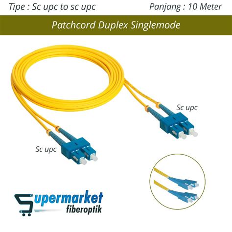 Jual Patchcord Fiber Optik Duplex SingleMode SC SC UPC Panjang 10 Meter