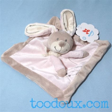 Doudou Lapin NICOTOY Rose Et Beige