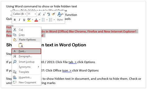 Cómo mostrar u ocultar todo el texto oculto rápidamente en Word