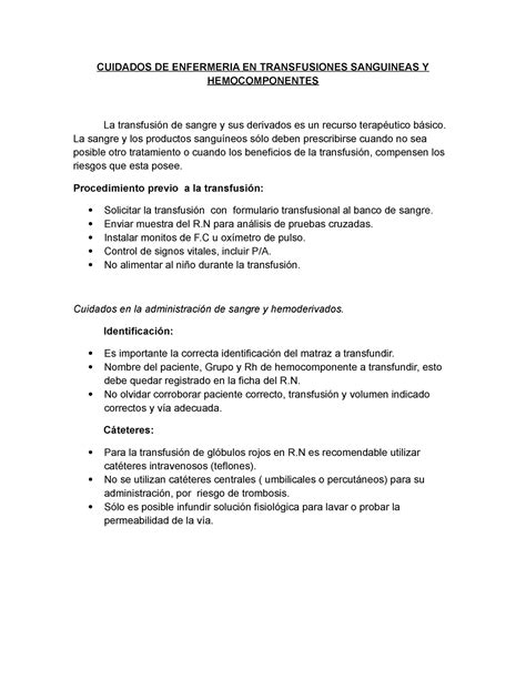 49 Cuidados de Enfermería en Transfusiones Sanguíneas y