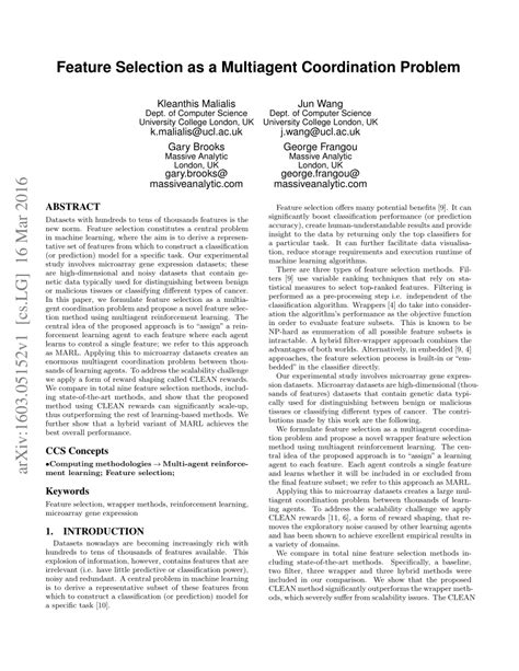 pdf feature selection as a multiagent coordination problem