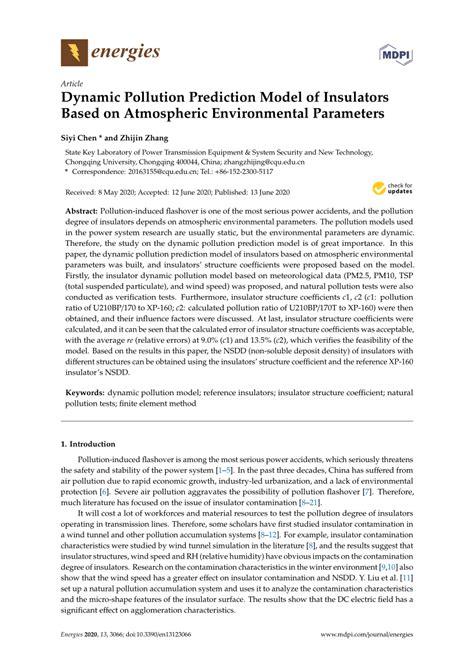 pdf dynamic pollution prediction model of insulators based on atmospheric environmental parameters