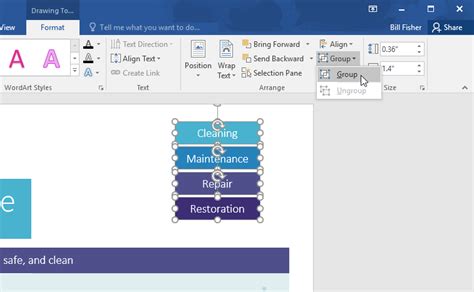 Word 2016 Aligning Ordering And Grouping Objects