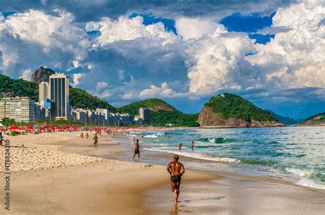 Copacabana Beach Praia De Copacabana In Rio De Janeiro Brazil