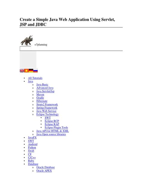 create a simple java web application using servlet pdf java servlet java server pages