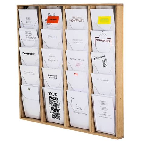 Présentoir Mural Bois naturel 10 cases A4 Portrait TORENCO