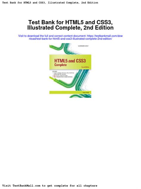 test bank for html5 and css3 illustrated complete 2nd edition pdf html element html5