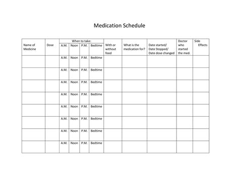 Simple Printable Medication List