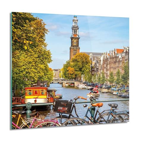 ArtprintCave Obraz Na Szkle Rowery Most Rzeka 60x60 Cm