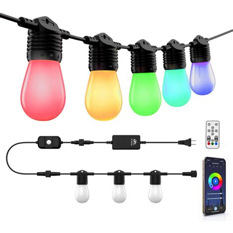 Smart Outdoor String Lights Ft Color Changing Rgbcw Dimmable Patio