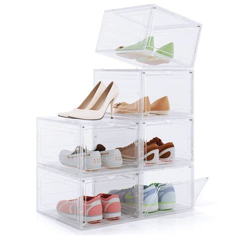 Buy VVM Shoe Organizer Boxes 6 Pack Clear Plastic Stackable Shoe Boxes