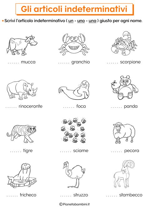 Articoli Determinativi E Indeterminativi Esercizi Per La Scuola