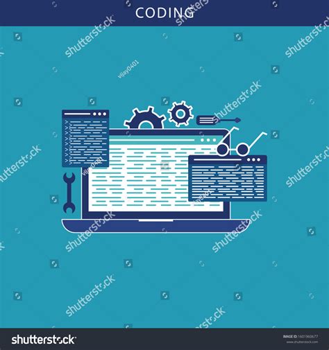 vector laptop coding concept web developer stock vector royalty free 1601960677 shutterstock