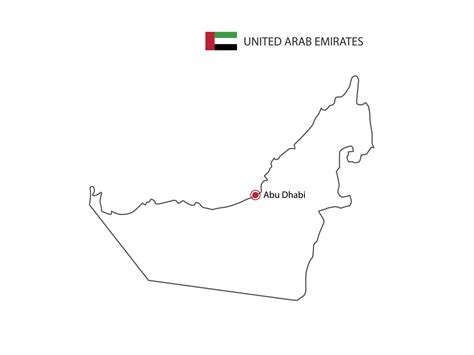 Hand Draw Thin Black Line Vector Of United Arab Emirates Map With