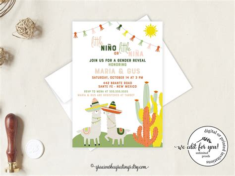 Nino Or Nina Gender Reveal Party Invitation Mexican Themed Etsy