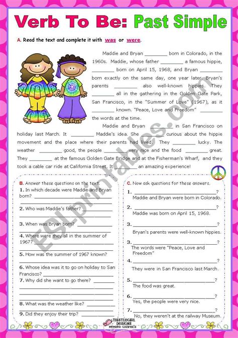 Verb To Be Past Simple Was Were Esl Worksheet By Mena