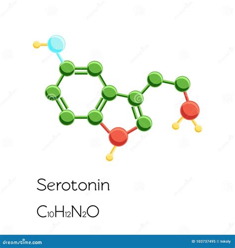 Serotonin Hormone Structural Chemical Formula Vector Illustration