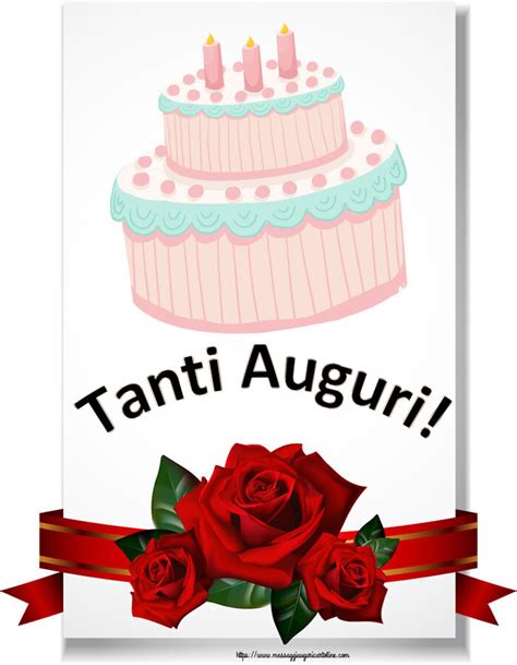 Cartoline Di Compleanno Tanti Auguri Torta Rosa