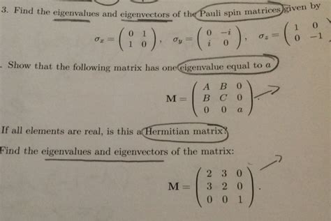 solved find the eigenvalues and eigenvectors of the pauli
