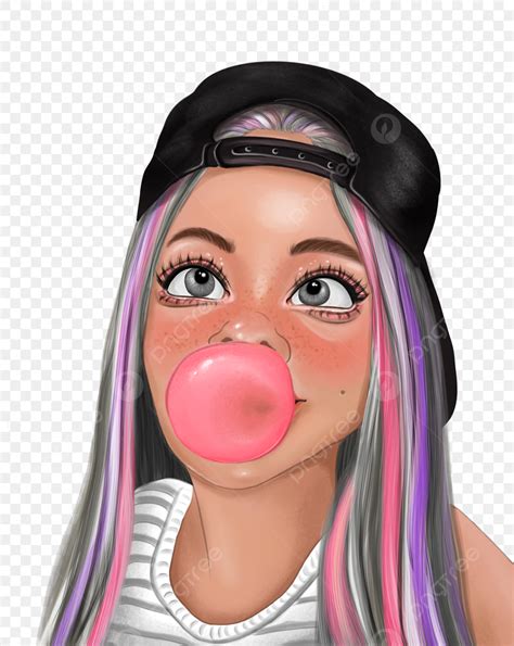 Bubble Gum Png Image Girl With Big Gum Bubble Girl Bubble Ball Cap Png Image For Free Download