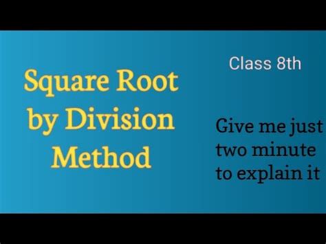 How To Find Square Root By Division Method Long Division Method