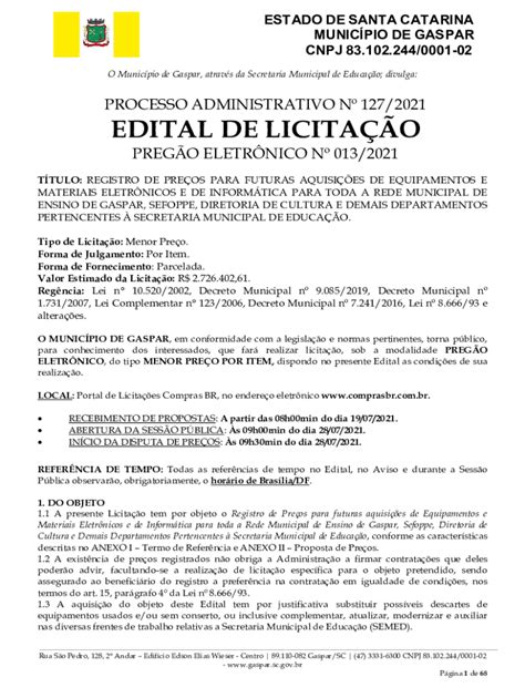 Preenchível Disponível P R E F E 1 T U R A D E G A S F A R Fax Email