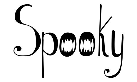 Word SPOOKY Text With Jaws Silhouette Banner Lettering Happy