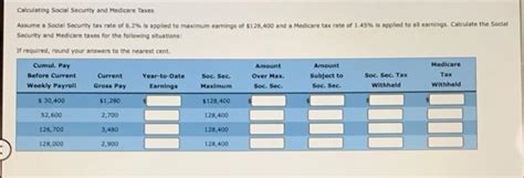Solved Calculating Social Security And Medicare Taxes Assume Chegg