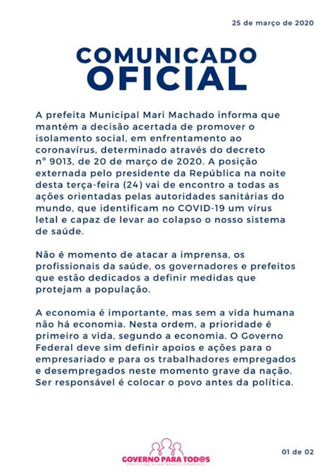 Comunicado Oficial Prefeitura De Santana Do Livramento Comit De