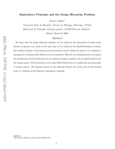 pdf equivalence principle and the gauge hierarchy problem