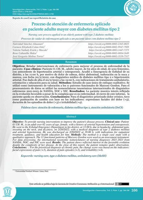 Proceso De Atenci N De Enfermer A Aplicado En Paciente Adulto Mayor Con