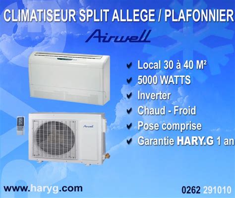 CLIMATISEUR SPLIT ALLEGE PLAFONIER AIRWELL INVERTER REVERSIBLE SXE018