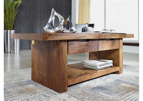 Tavolino Da Salotto In Legno Di Sheesham Palissandro 140x60x50 Noce
