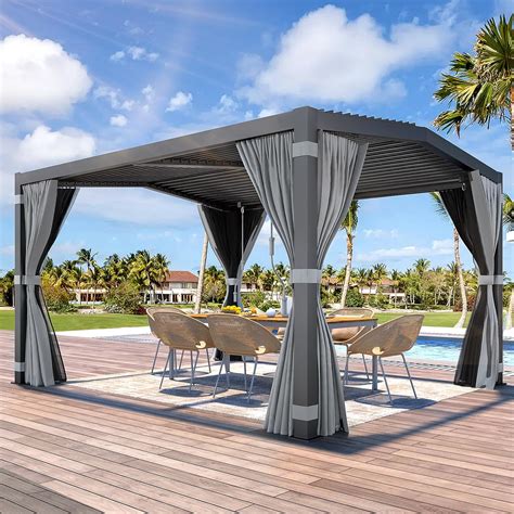 Erommy 11x13 Louvered Pergola With Adjustable Rainproof Roof Outdoor