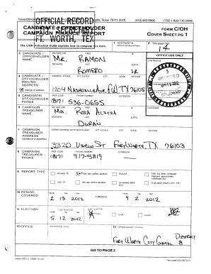 Fillable Online Fortworthtexas Campaign Finance Report 30 Day City